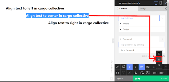 Align text center in cargo collective site builder - Cargo Site Tutorials
